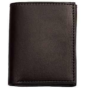 Premium Full Grain Bridle Leather Men’s Trifold Wallet With ID Window – Black - Made in USA