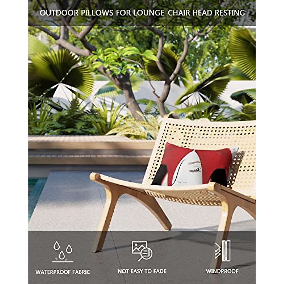 Throw Pillows with Strap, Neck & Lumbar Support Pillow Oudoor Patio Pillows, Sexy Woman Hiding Behind Red High Heels Stick Figure Pillow for Recliner, Beach Chair, Office Chair, Sofa, Armchair