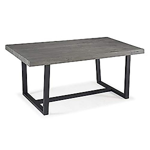 Walker Edison Andre Modern Solid Wood Dining Table, 72 Inch, Grey