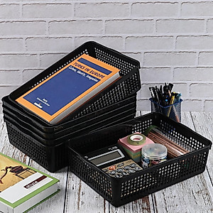 Hayixia 6-Pack Plastic Paper Storage Basket Tray, Organizer Basket Trays, Black