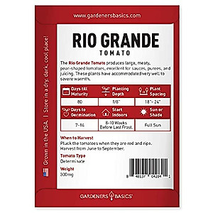 Rio Grande Tomato Seeds for Planting Heirloom Non-GMO Seeds for Home Garden Vegetables Makes a Great Gift for Gardening by Gardeners Basics