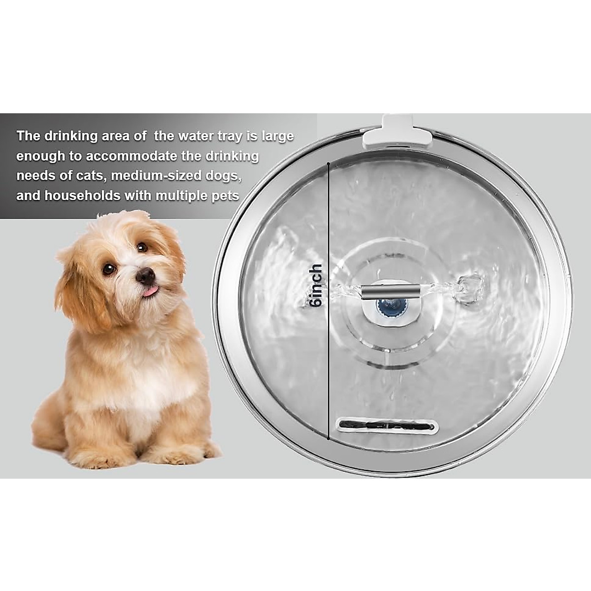 Lawfery Cat Water Fountain Stainless Steel, 0.8gal/108oz Pet Water Fountain, 3 Replacement Filters, Automatic Cat Fountain with Quiet Pump Suitable for Cats, Dogs and Multi-pet households (Window)