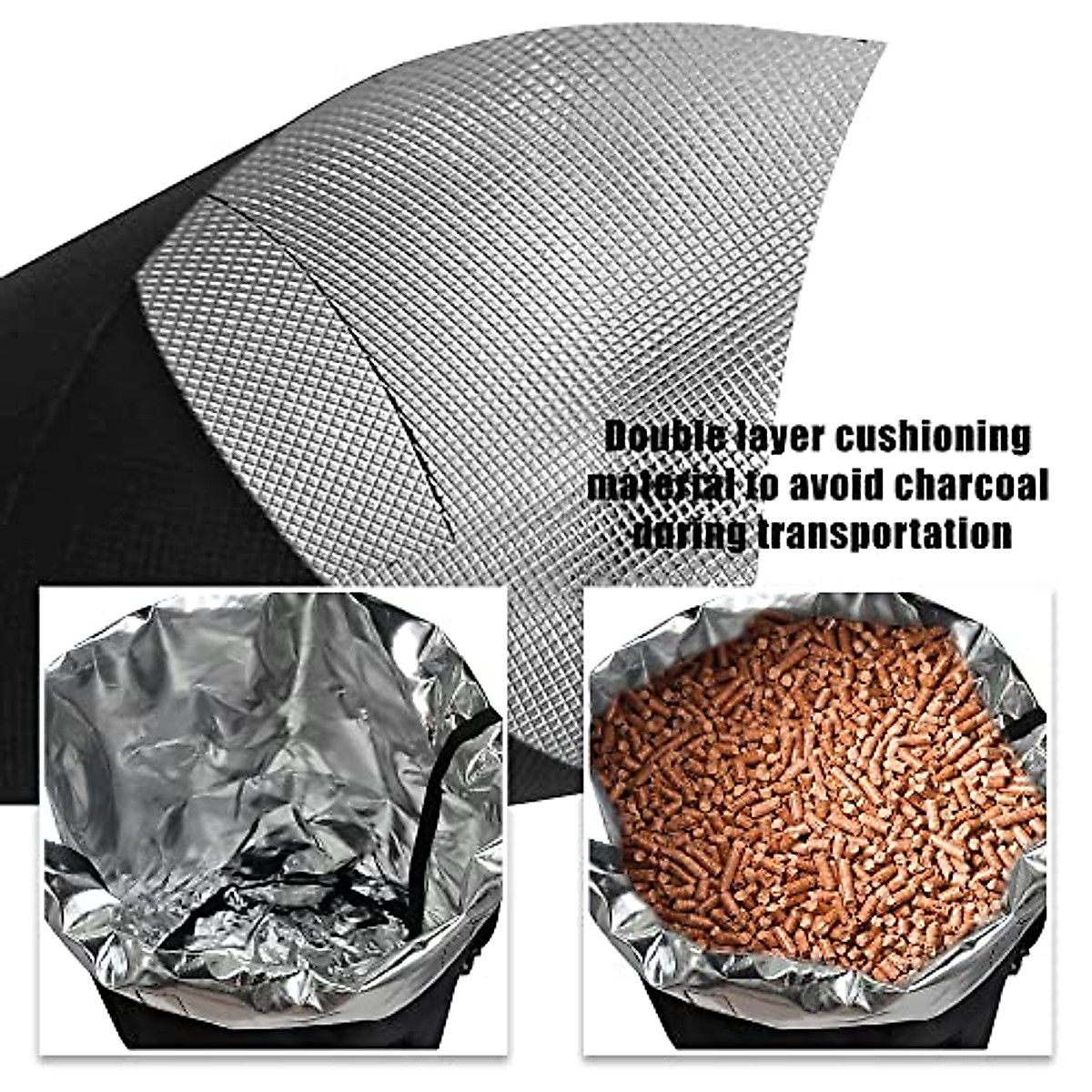 Kintaki 20LBs Fuel Pellet Storage Bag, Wood Pellet Camping Storage Bucket Containers for Grill, Waterproof Smoker Pellet Dispenser, Wood Pellet Storage Bucket, Black