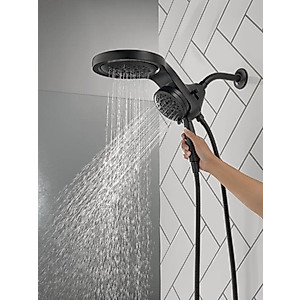 Delta Faucet HydroRain 5-Spray H2Okinetic Dual Shower Head with Handheld Spray, Black Shower Head with Hose, Handheld Shower Heads, Detachable Shower Head, 1.75 GPM Flow Rate, Matte Black 58680-BL