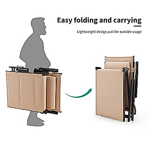 GYUTEI Outdoor Folding Lounge Chair 2 Sets Reclining Adjustable Lightweight Chaise Lounge Chair with 7 Position Adjustable Backrest for Beach,Swimming Poolside,Patio(Khaki)