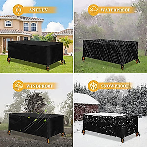 KDXAOBEI Patio Furniture Covers 79x55x39inch/LxWxH,Outdoor Table Covers Waterproof Rectangle Heavy Duty 420D Outdoor Lawn Patio Furniture Covers with Durable Hem Cord - Black - Large