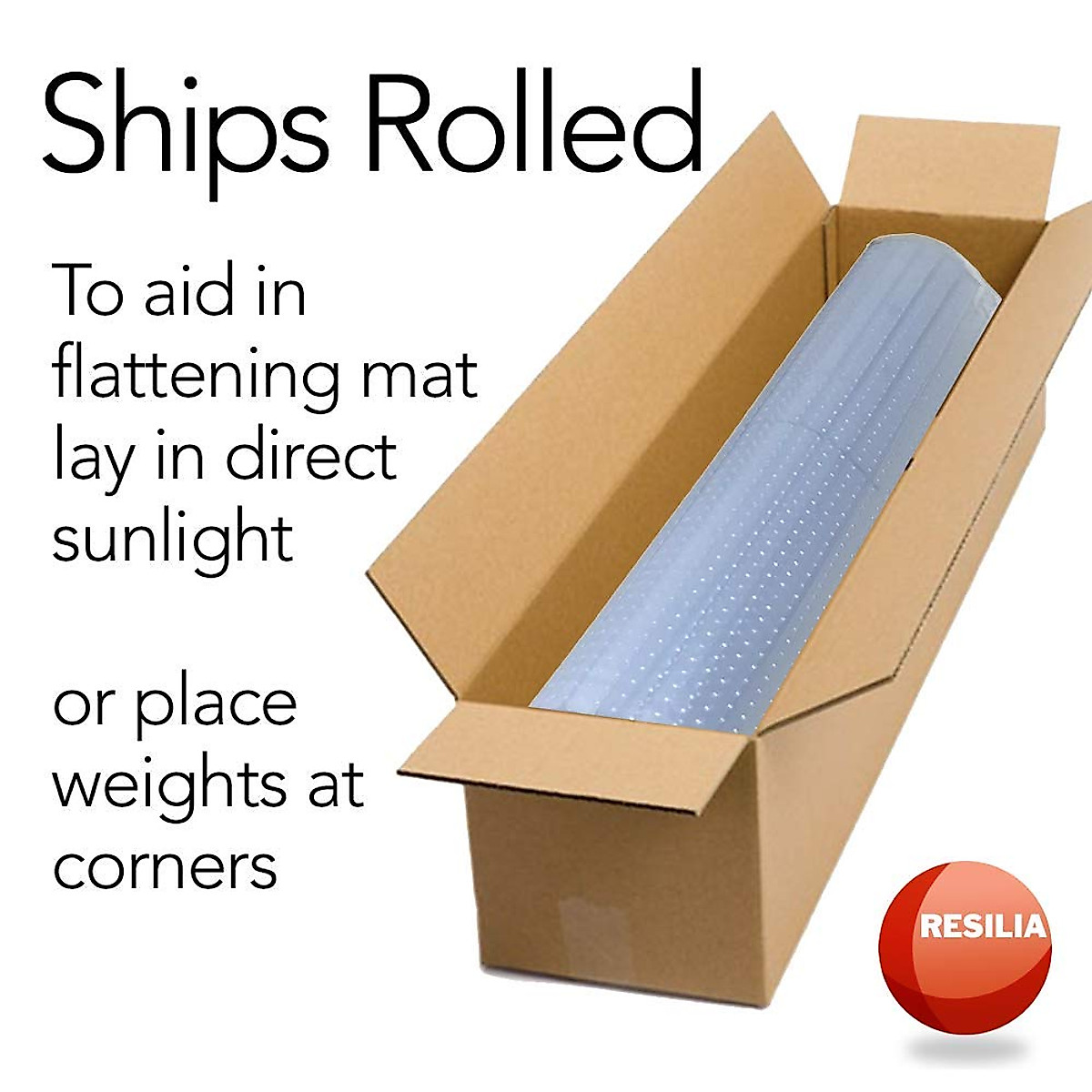 Resilia Office Desk Chair Mat with Lip - for Low Pile Carpet (with Grippers) Clear, 36 Inches x 48 Inches, Made in The USA