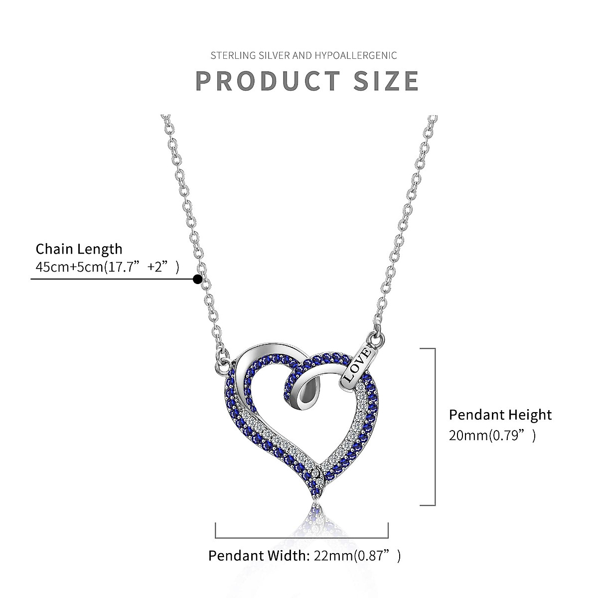 LALASUN Love Heart Pendant Necklaces for Women 925 Sterling Silver Rose Gold Pendant Christmas Birthday Anniversary Jewelry Gifts for Women Wife Girls Her