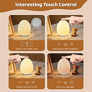 MediAcous Night Light for Kids, Baby Night Light with 8 Colors Changing & Dimming Function, Rechargeable Night Light with 1 Hour Timer & Touch Control, Up to 100H