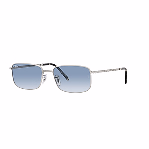 Ray-Ban RB3717 Rectangular Sunglasses, Silver/Clear Gradient Blue, 57 mm