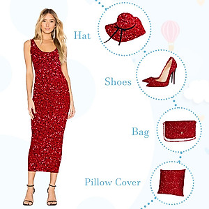 ShinyBeauty 3 Feet Red Fabric by The Yard 1 Yard Sequin Fabric for Craft Red Velvet Fabric for Dress Stretch Red Fabric Sequin Velvet Fabric for Sewing Glitter Fabric Material for Clothes Christmas