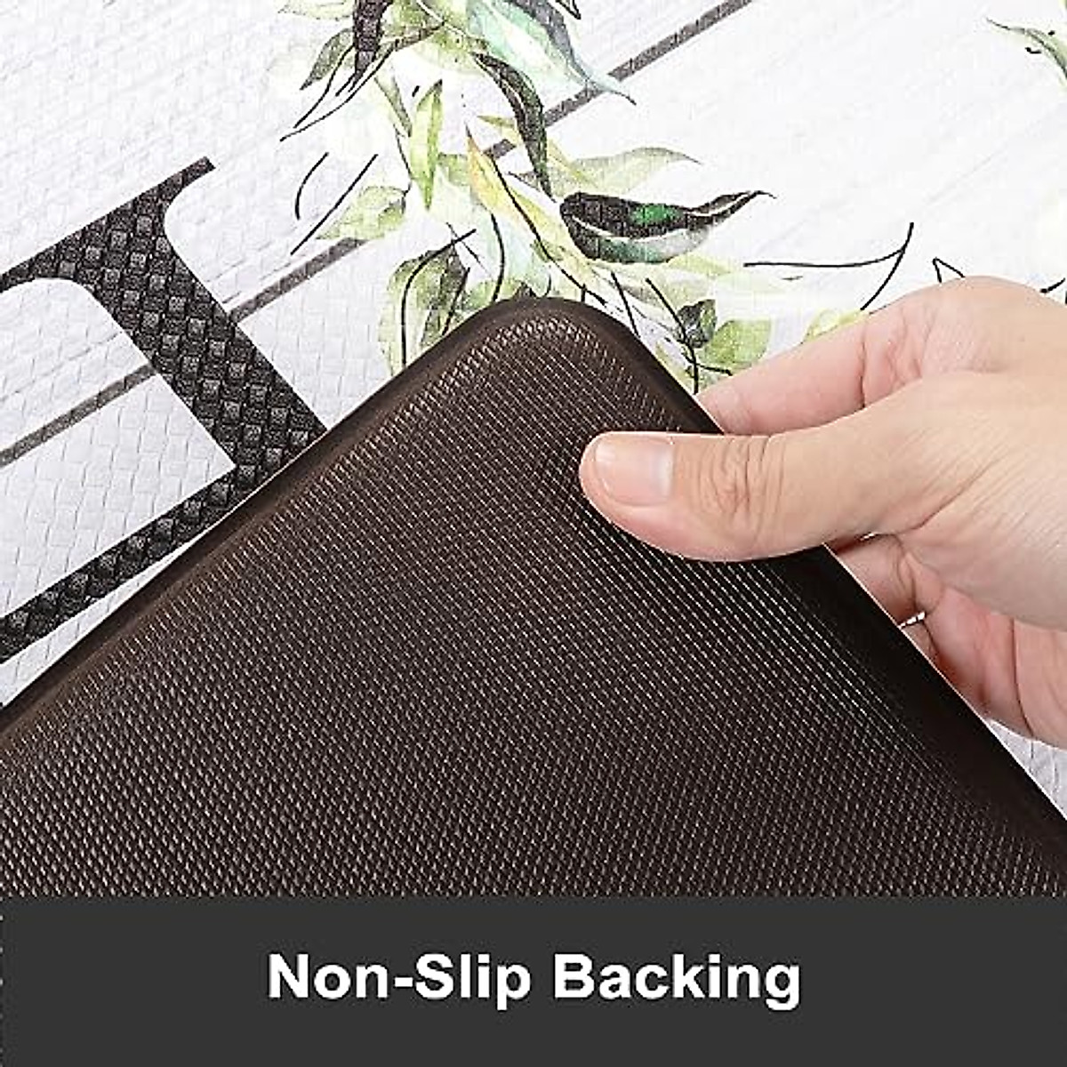 KIMODE Farmhouse Kitchen Runner Rug,17.3" x 59" Anti Fatigue Kitchen Mats for Floor Cushioned,Non-Skid Waterproof Comfort Thick Kitchen Floor Standing Mat for Front Sink,Laundry Room,Home