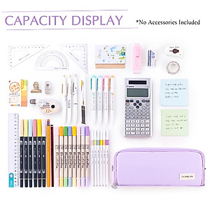 CICIMELON Large Capacity Pencil Case 3 Compartment Pouch Pen Bag for School Teen Girl Boy Men Women (Purple)