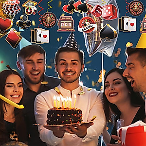 24PCS Casino Theme Hanging Swirls Decorations, Las Vegas Poker Party Supplies Ceiling Hanging Swirls for Casino Poker Games Night Birthday Party Decorations