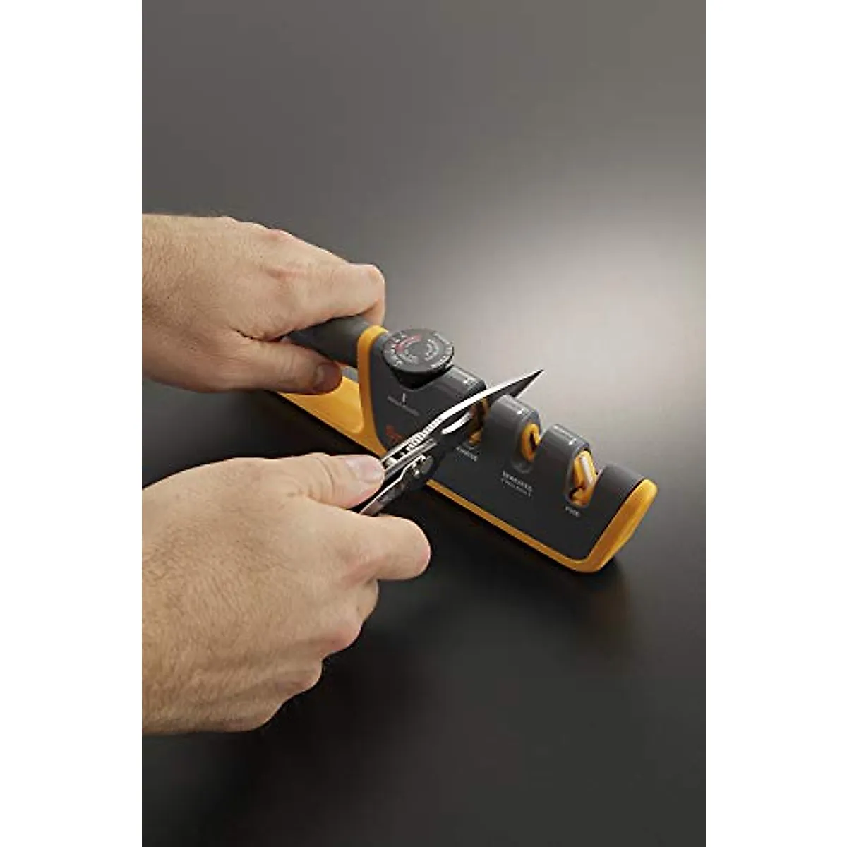 Smith's 50264 Adjustable Manual Knife Sharpener Grey/Yellow & CCKS 2-Step Knife Sharpener