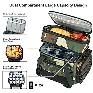 Gafetrey Large Tactical Lunch Box for Men, Insulated Lunch Bag, Thermal Lunchbox, Waterproof Cooler Bag, Dual Compartment Lunch, Camo Color