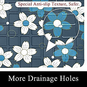 Bath Tub Shower Mat - Anti-Slip PVC Material 15.1x26.8 in, Gentle Cushioning Quick Drying Suction Cups Reliable Solution - Abstract Floral Illustration Non-Slip Floor Mat