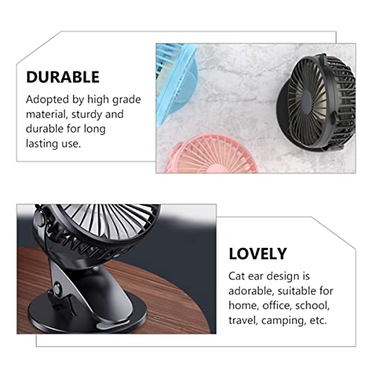 Homoyoyo Handheld Fans 4pcs Indoor Battery for Handheld Premium Powered Desktop Table Dorm Clip Desk Cat Volume Delicate Pretty Usb/Adjustable Bedroom Girls Camping Air Silence Mini Travel Ear