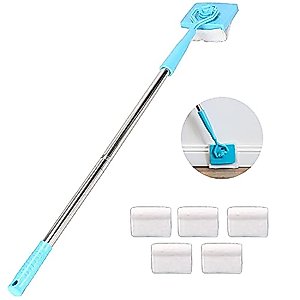 Baseboard Cleaner Tool with Handle 5 Reusable Cleaning Pads by No-Bending Mop Baseboard Cleaner Tool Long Handle Baseboard Cleaner tool for cleaning skirting boards and moldings,Baseboard Mop