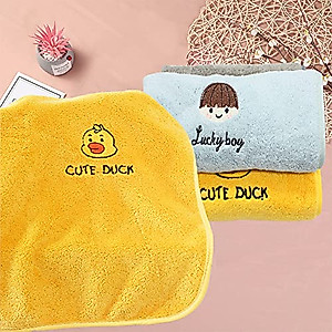 HISHELL 3 Pieces Baby Bibs with Snaps Large Towel Bibs Water Absorbent Bibs Adjustable Toddler Soft Bib for Baby Boy Bibs Over 6 Months for Drooling Feeding Eating (Blue Grey Yellow)