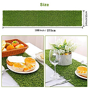 Farochy Artificial Grass Table Runners - Synthetic Grass Table Runner for Wedding Party, Birthday, Banquet, Baby Shower, Home Decorations (14 x 108 inches)