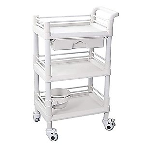 for Storage Organizer,Shelving Unit on Wheels,Hospital Equipment Trolley with Drawer/White/54 * 37 * 98Cm, PIBM, White, 54 * 37 * 98Cm