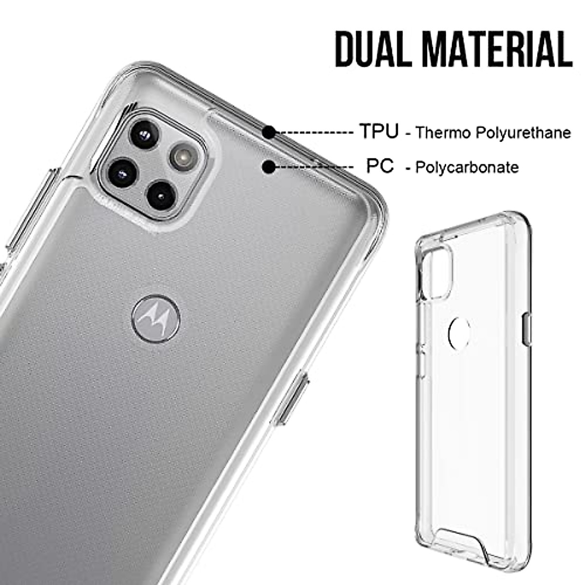 Guarishel Crystal Clear Case for Motorola One 5G Ace Phone Case, [Not-Yellowing] [Military Drop Protection] Upgraded Shockproof Protective Phone Case for Moto One 5G Ace 6.5 inch - Slim Fit