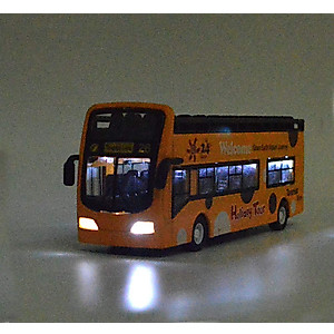 Ailejia City Bus Sightseeing Double Decker Bus Model Open Top Pull Back Vehicles Toy Die Cast Pull Back Vehicles Mini Model Car Lights and Music (Green)