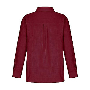 JDHUFEI Womens Casual Button Down Shirts 2023 Fall Linen Plus Size Tops Long Sleeve Business Blouse Flannel Plaid Jackets