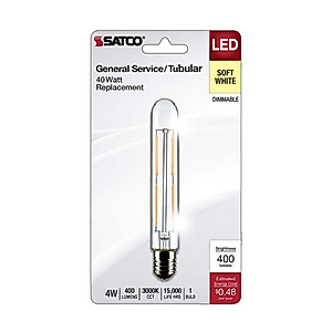 Satco 21860-4T6.5/LED/CL/930/120V/E17/1CD Tubular (S21860) Intermediate Screw Base Exit Light Bulb