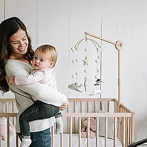 Sasa Wooden Crib Mobile Arm - Baby Mobile Holder for Crib (100% Beech Wood, 30 inch) with Strong Hold Anti Slip Attachment Clamp for Sturdy Mobile Hanger