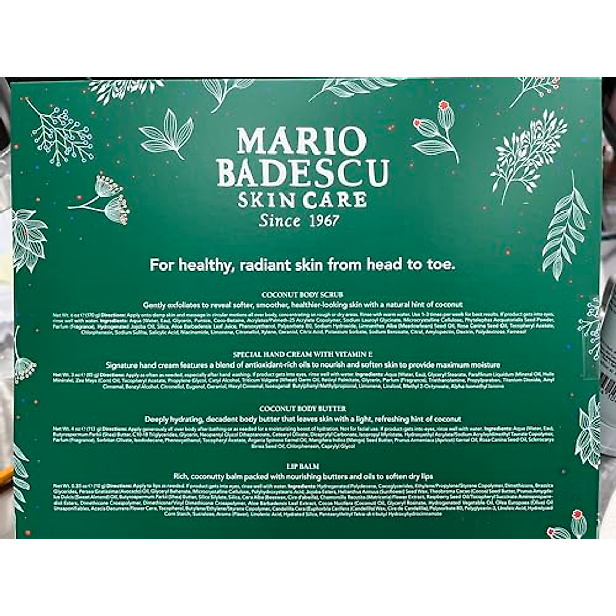 Mario Badescu Best of Body Essentials 4 Piece Kit, Skincare Gift Set Includes Lip Balm, Coconut Scrub, Coconut Body Butter & Special Hand Cream With Vitamin E