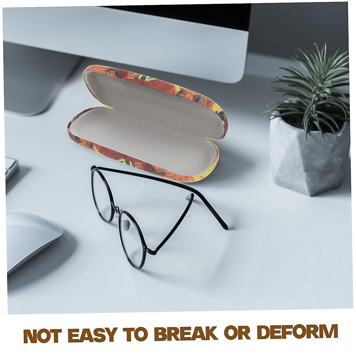 Milisten 2pcs Hard Shell Eyeglasses Case Leather Glasses Case Sunflower Night Painting Sunglasses Holder Eyewear Reading Glasses Container