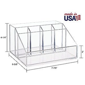 STORi Chloe Clear Plastic Stackable Vanity Makeup Organizer | Rectangular 6-Compartment Holder for Cosmetics, Brushes, Eyeshadow Palettes, & Beauty Supplies | Made in USA