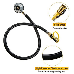 Hicello Low Pressure 1LB Propane Tank Gas Regulator Valve with 1/4'' Quick Connect Shut Off Valve and 30Inch Propane Hose for Outdoor Camper Grill Stove, Heater, Fireplace, Fire Pit