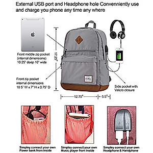 B BRENTANO Unisex Water Resistant Backpack Daypack (Gray)