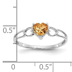 IceCarats 14K White Gold Yellow Orange Citrine Heart Love Ring Gemstone Band November Birthstone Jewelry Size 6