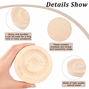 FINGERINSPIRE 2PCS Round Wood Bracelet Display Holder (3.7x0.8 inch) Wheat Color Jewelry Tray Flat Bracelet Display Stand Ring Holder, Retail Jewelry Shop Display Riser for Bracelets and Small Trinket