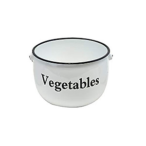 Treasure Gurus 3pc Set Rustic White Enamel Potato Onion Produce Storage Basket Metal Vegetable Bin Farmhouse Decor