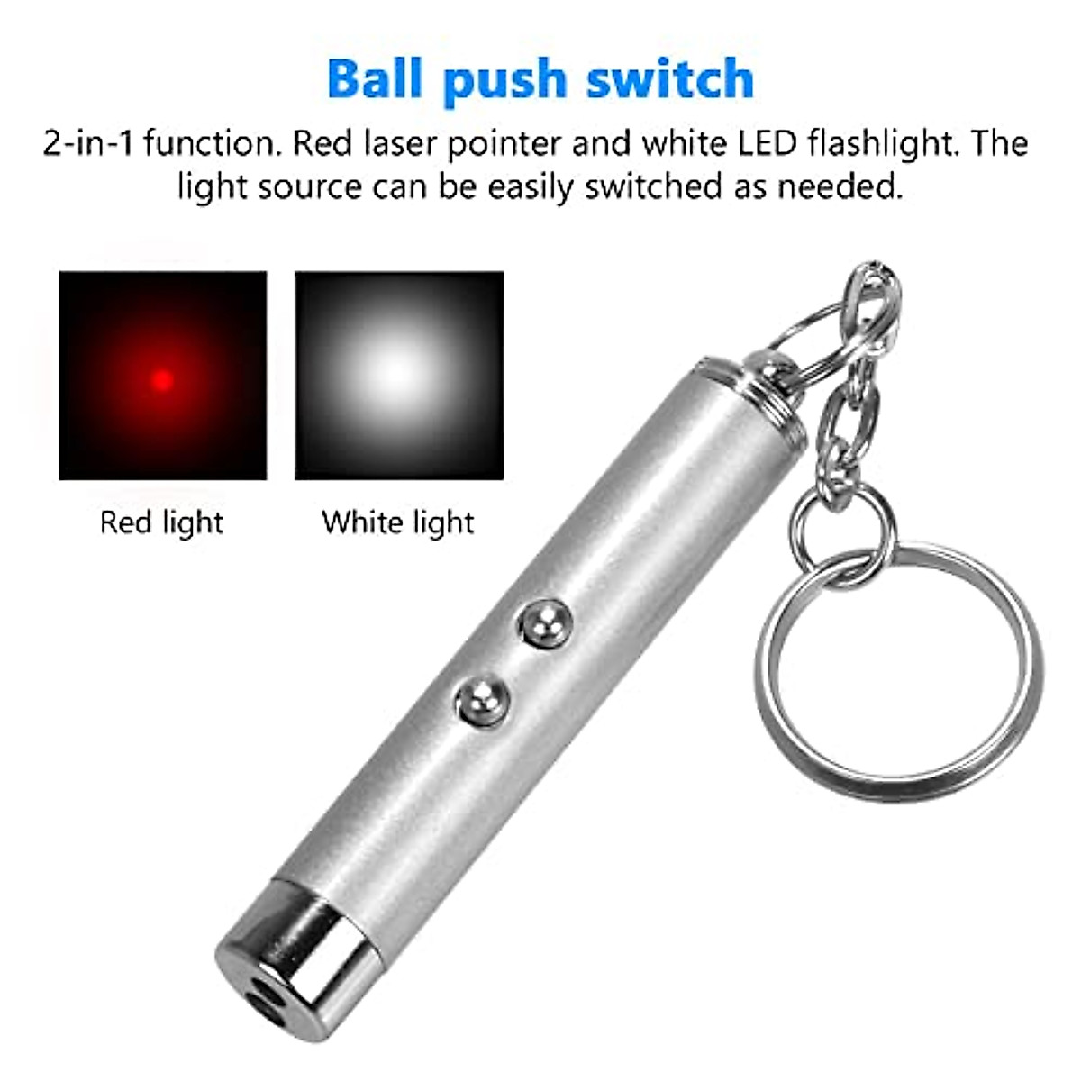 CHUQIANTONG 2-in-1 Cat Pet Toy Red LED Pointer Pen White Flashlight Torch Interactive Training Pen for Cat Dogs