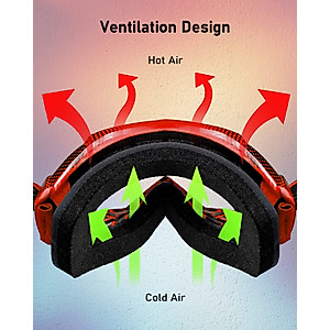 BELINOUS Kid Riding Goggles for ATV Dirt Bike Motorcycle Motorcross MX, UV Protectioin, Youth Dirt Bike Goggles for Kids 3-12 with Soft Strap, Red