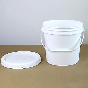 WellieSTR 2 Pack (5L White) Plastic Bucket with Lid and Handle Food Grade Container Leakproof,Food Storage Container