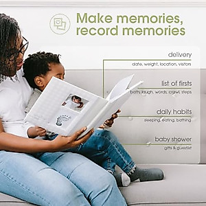 Pearhead Welcome Little One First 5 Years Memory Book, Gender-Neutral Baby Keepsake for New and Expectant Parents, Pregnancy And Milestone Journal, Gray Gingham