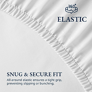 LANE LINEN Fitted Sheet Full Size, 100% Organic Cotton, 3-Piece Set (1 Fitted Sheet, 2 Pillowcases) Percale Weave, Bed Fitted Sheets, Breathable, Fits Mattress Upto 15" Deep - White (No Flat Sheet)