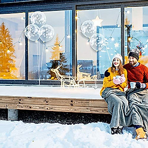 40 Pieces Clear Snowflake Balloons Winter Transparent Snowflake Latex Balloons for Christmas Birthday Wedding Party Decorations