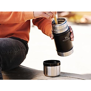 Stanley Classic Legendary Large Food Jar 24 oz | Vacuum Insulated Thermos Food Container | Wide Mouth Screw On Lid | Packable for Travel | Stainless Steel with Leakproof Lid | BPA-Free | Matte Black