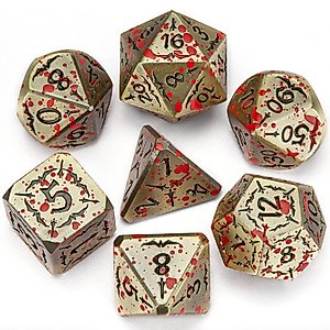 Blood Maledict Bronze Metal DND Dice Set with Metal Case, D&D Metal Dice for Tabletop TRPG Gaming