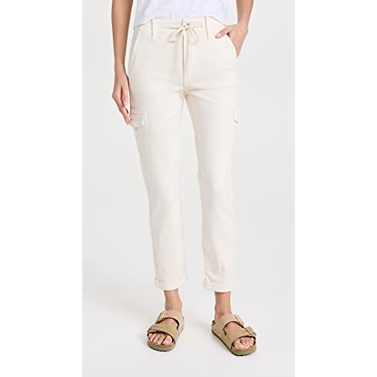PAIGE Women's Christy Cargo Pants, Quartz Sand, Off White, 27
