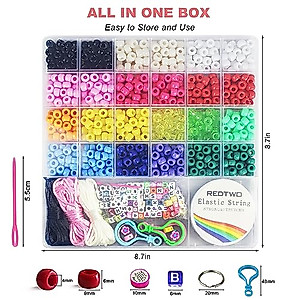 Redtwo Friendship Bracelet Making Kit for Girls, Kandi Pony Beads for Jewelry Making, Hair Beads Braids with Letter Beads and Charms Gifts for Teen Girls Crafts for Girls Ages 8-12