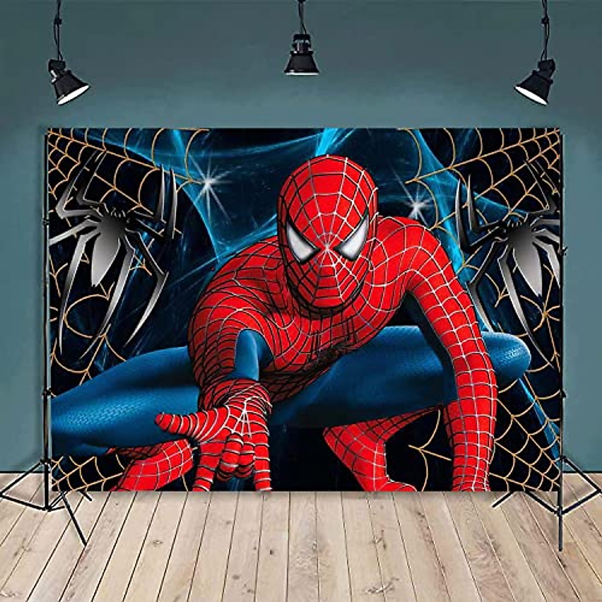 REAGTUGHT 7x5ft Superhero Spiderman Photography Backdrops Superhero Super City Decoration Boys Kids Birthday Party Banner Photo Background Baby Shower Cake Table Studio Booth Props